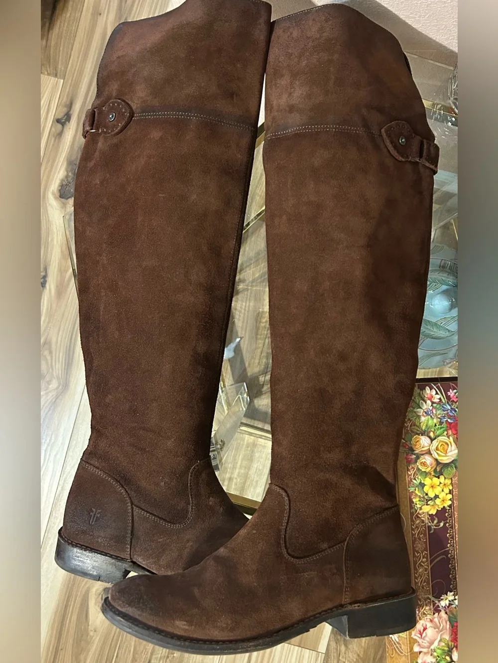 Frye | Shoes | Rare Frye Distressed Brown Suede Leather Overtheknee ...
